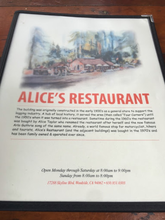 Alice’s Restaurant menu front cover – mrshlovesjesus